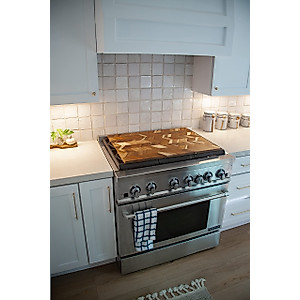 Noodle Board Acacia Stove Top Cover Stove Burner Cover RV Sink Cover Extra Work Surface 4 Burner, Dark Brown