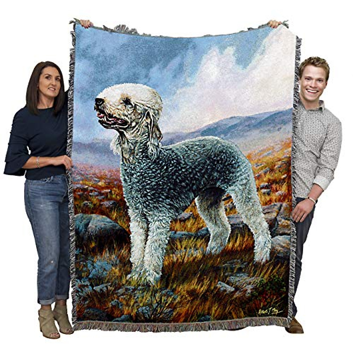 Pure Country Weavers Bedlington Terrier Blanket by Robert May - Gift for Dog Lovers - Tapestry Throw Woven from Cotton - Made in The USA (72x54)