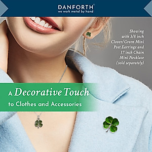 DANFORTH – Green Four Leaf Clover Lapel Pin, Shamrock Pin, Handcast Pewter Lapel Pin, 3/4", Made In USA