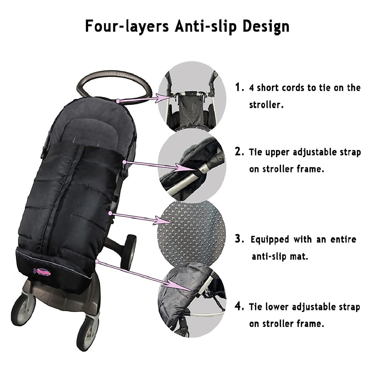 Sunday Anti-kick Stroller Blanket,Toddler Stroller Universal Footmuff Cosy Toes Buggy Pushchair Sleeping Bag Waterproof,Anti-Slip,Extendable,Multifunction Use Stroller Winter Cover