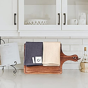 QUILTINA Cotton Waffle Weave Dish Towels Set, 17 x 25 Inches, 6 Pack, Beige, Brown, Dark Grey