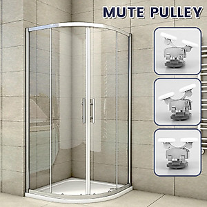 8Pcs Curved Shower Door Rollers 23mm Aluminum Alloy Top and Bottom Shower Glass Door Wheel Quiet Shower Door Pulley Replacement with Anti-Collision Pad and Screws for 4-6mm Glass Door