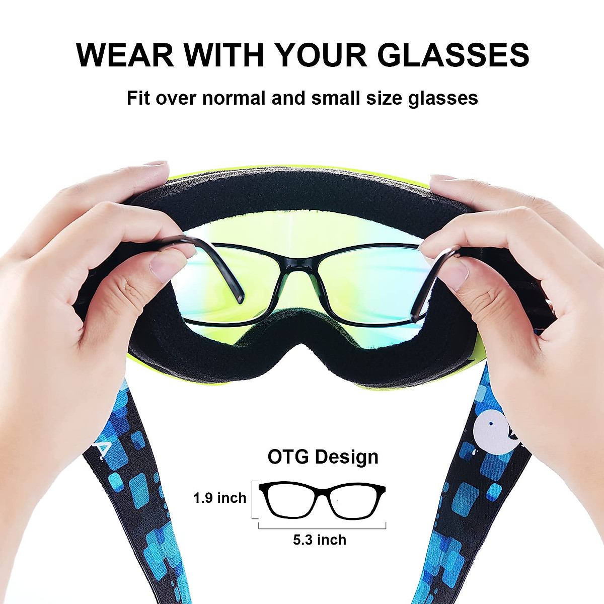 RABIGALA Ski Goggles Snowboard Goggles UV Protection Spherical Anti-fog Frameless Snow Goggles for Men Women Youth Adult (yellow-)