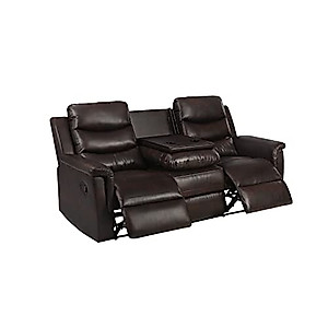 YUNLife&Home PU Leather Manual Wall Hugger Chair with 2 Cup Holders&Pillow Top Armrest,Double Reclining Sectional Sofa 3-Seat Couch Loveseat for Living Room Apartment Office RV Theater Furniture Set