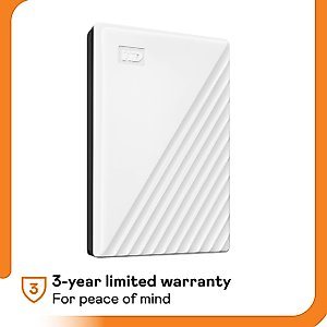 WD 1TB My Passport Portable External Hard Drive with backup software and password protection, White - WDBYVG0010BWT-WESN