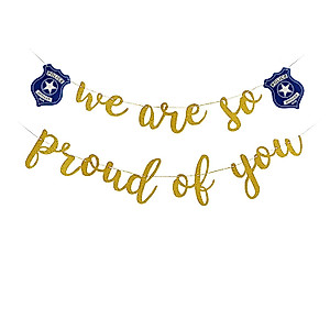 Police Theme We Are So Proud Of You Banner,Police Retirement Party Birthday Party Decoration Accessory