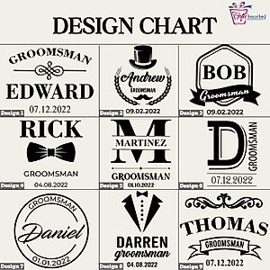 Personalized Shot Glasses Set of 6 – Groomsmen Glasses Drinking Set – Custom Drinking Glasses – Engraved Shot Glass Gifts for Men, Wedding, Best Man, Anniversary