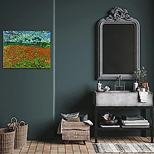 Poppy field by Vincent Van Gogh Post Impressionist Famous Oil Paintings Giclee Canvas Printing Artwork Poster,15x11.5 inch Frame11.5x15inch