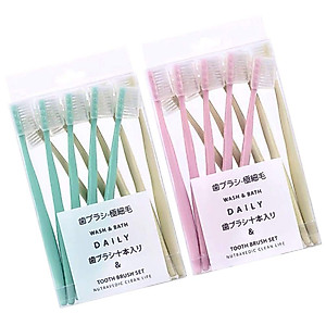 Healifty Long Handle Toothbrush 20pcs Ultra Soft Toothbrushes with Head Cover Manual Small Head Toothbrushes for Home Travel Hotel (Green Pink) Extra Soft Toothbrush