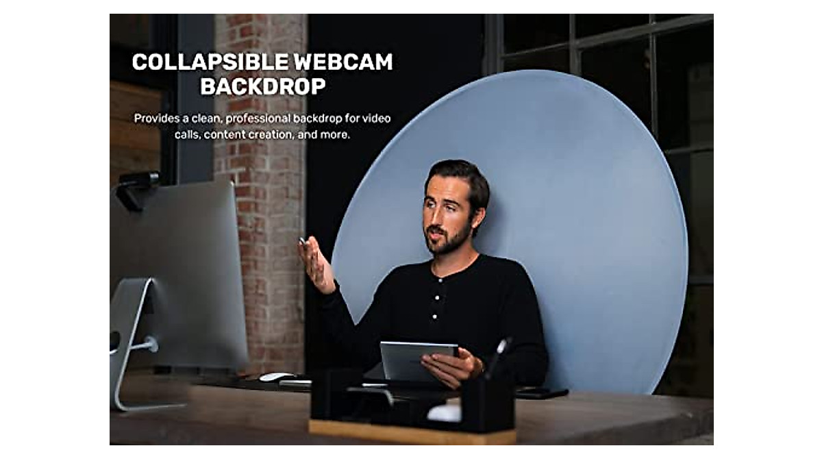 Webaround Mega 63" Grey Portable Webcam Backdrop - Zoom Ready