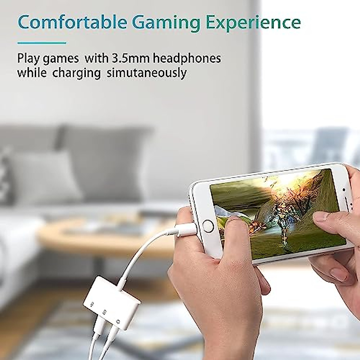 iPhone Microphone Adapter for Live-Streaming Lightning to Microphone & 3.5mm Headphone Adapter with Charging Port iPhone Audio & MIC Splitter Compatible with iPhone 14 13 12 11 SE X 8 7 Plug and Play