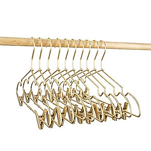 Koobay 16.5” Adult Gold Metal Clips Clothes Clothes Hangers,30 Pack, Coat Suit Standard Hangers Display Storage Organization