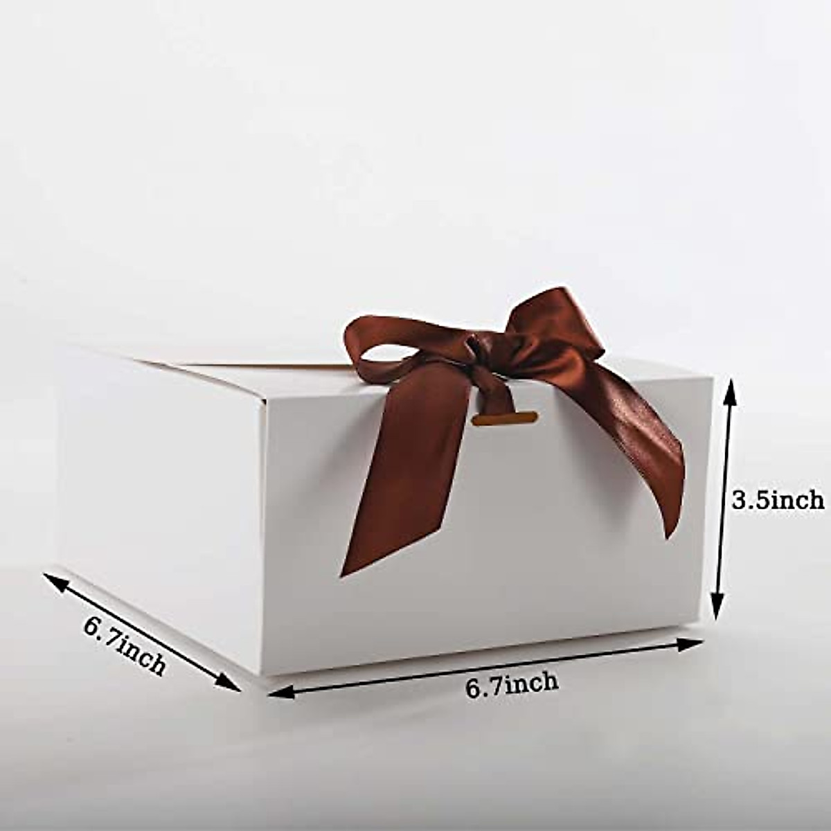 White Gift Box 10 Pack 6.7x6.7x3.5 Inches,Gift Boxes with Ribbons,Bridesmaid Proposal Boxes, Gift Boxes with Lids for Presents, Birthdays,Wedding,Baby Showers,Valentine's Day,Christmas