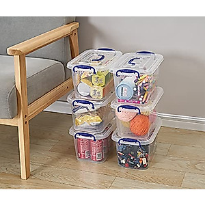 YYQX 6-Pack Clear Plastic Storage Bin with Lids, Stackable Organizer Box with Latching Handle, 6.5L/7quart