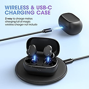 Tmaine Wireless Earbuds,Bluetooth 5.2 Wireless Headphones with IPX8 Waterproof,Wireless Charging,30H Playtime,Button Control, Comfortable for Sport,Running,Working, Black