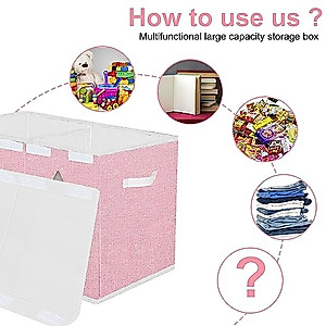 Xmasorme Large Toy Box for Girls, Toy Chest Box Organizer Bins with Star Transparent Windows, Sturdy Handles and Mesh Bag, Foldable Large Size Storage Box for Nursery, Playroom, Bedroom