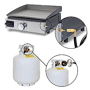 DOZYANT 6 Feet Propane Regulator and Hose with Elbow Adapter for Blackstone 17 inch and 22 inch Table Top Griddle, Replacement Parts Connect to Large 20 Propane Tank