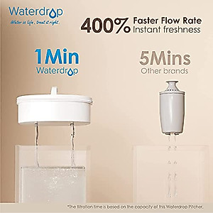 Waterdrop 200-Gallon Long-Life Chubby 10-Cup Water Filter Pitcher with 1 Filter, NSF Certified, 5X Times Lifetime, Reduces PFAS, PFOA/PFOS, Chlorine, BPA Free, Blue