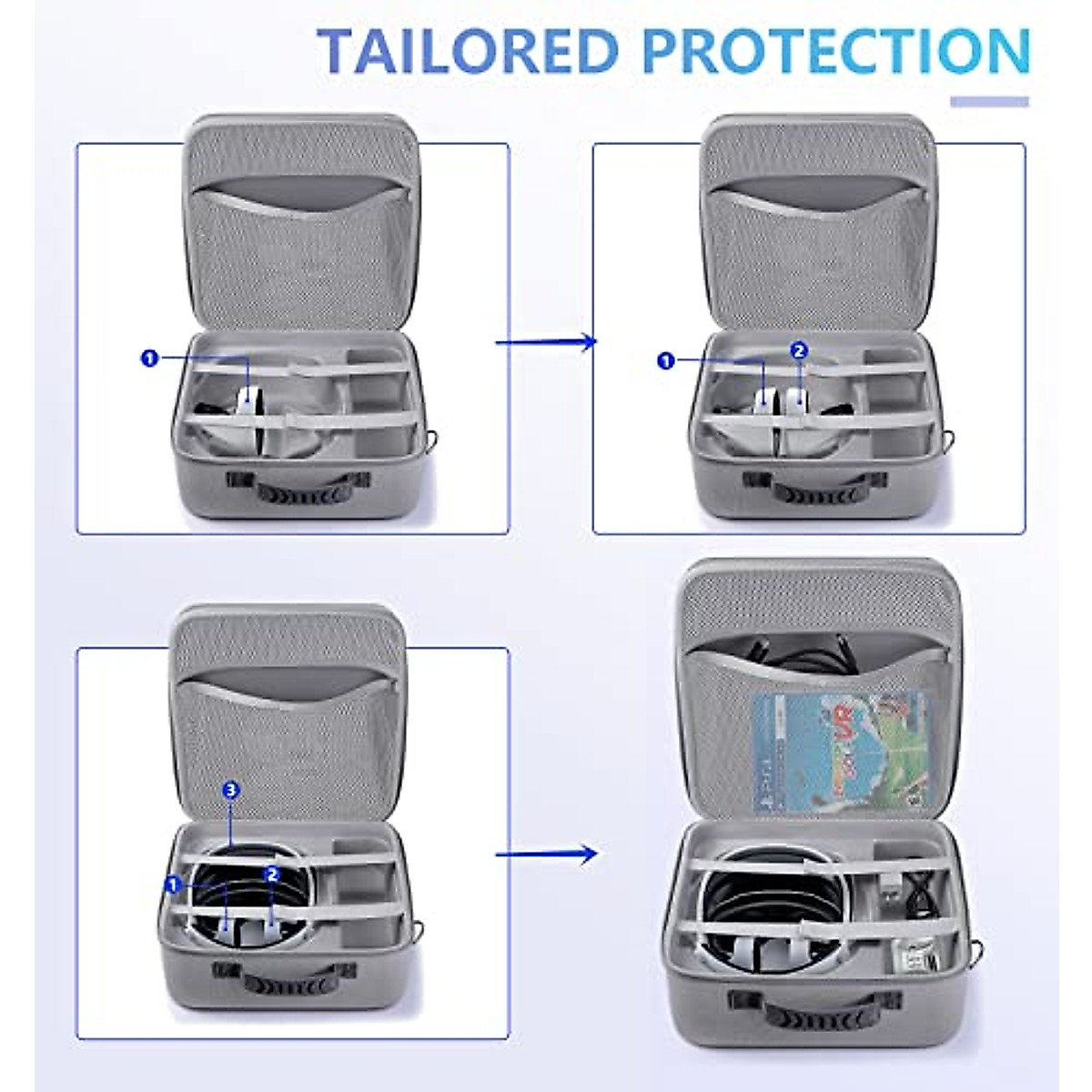 Hastraith Carrying Case for PSVR2 Console, Travel Bag with Built-in Zippered Pocket for Store Small Accessories, Portable Handbag with Shoulder Strap for PSVR2 Controller