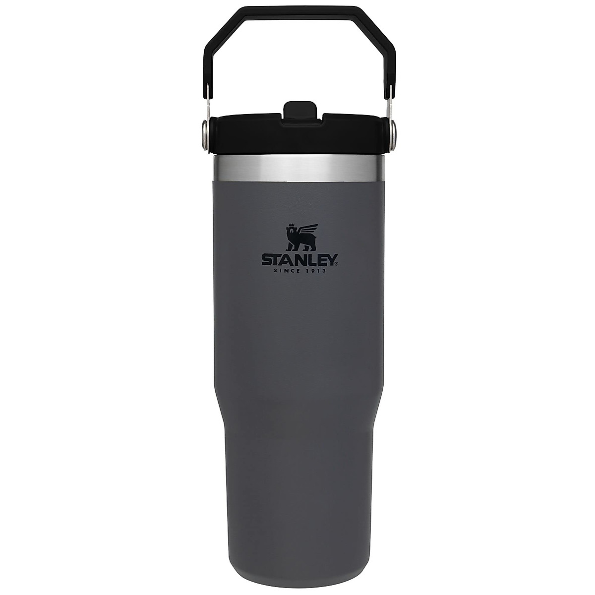 STANLEY IceFlow Stainless Steel Tumbler - Vacuum Insulated Water Bottle for Home, Office or Car Reusable Cup with Straw Leak Resistant Flip Cold for 12 Hours or Iced for 2 Days, Charcoal, 30OZ