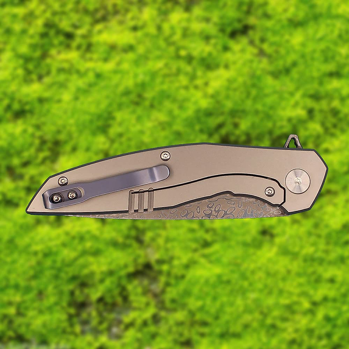 R8318 Flipper Folding Knife 67-Layer VG10 Damascus Steel Blade CNC TC4 Titanium Alloy, Outdoor Camping Hiking Fishing EDC Pocket Folder Knives