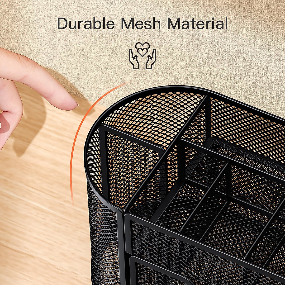 Desk Organizer Mesh Desktop Office Supplies Multi-functional Caddy Pen Holder Stationery with 8 Compartments and 1 Drawer for Office, Home, School, Classroom by Pipishell