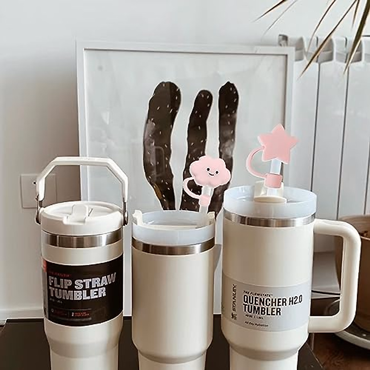 Oddyami 10Pcs 10mm Straw Cover Toppers for Stanley 30&40 Oz Tumbler Cups, Cute Straw Covers Cap for Stanley Cup, Silicone Daisy Drinking Straw Tips Lids Protectors for Stanley Cups Accessories