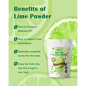 ORGFUN Original Lime Powder, Whole Lime Juice Freeze Dried Powder, Fresh Squeezed Lime Juice Prefer for Cocktails, Drinks, Smoothies, and Cooking 7.06 Oz