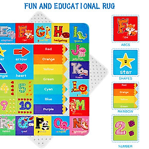 LTKOUGFAM Kids Play Rug for Playroom, Kids Play Mat ABC Educational Area Rug, Toddler Baby Playroom Mat, Alphabet Animal Soft Non-Slip Kids Rug Carpet for Boy Girl Bedroom (78.7X59 INCH Green)