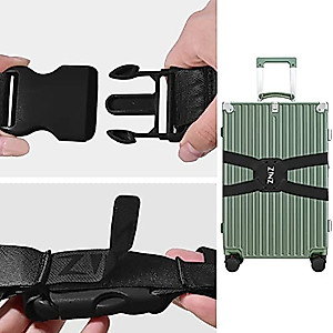 Luggage Strap, ZINZ High Elastic Suitcase Adjustable Belt Bag Bungees with Buckles and More Applications (Black-001)