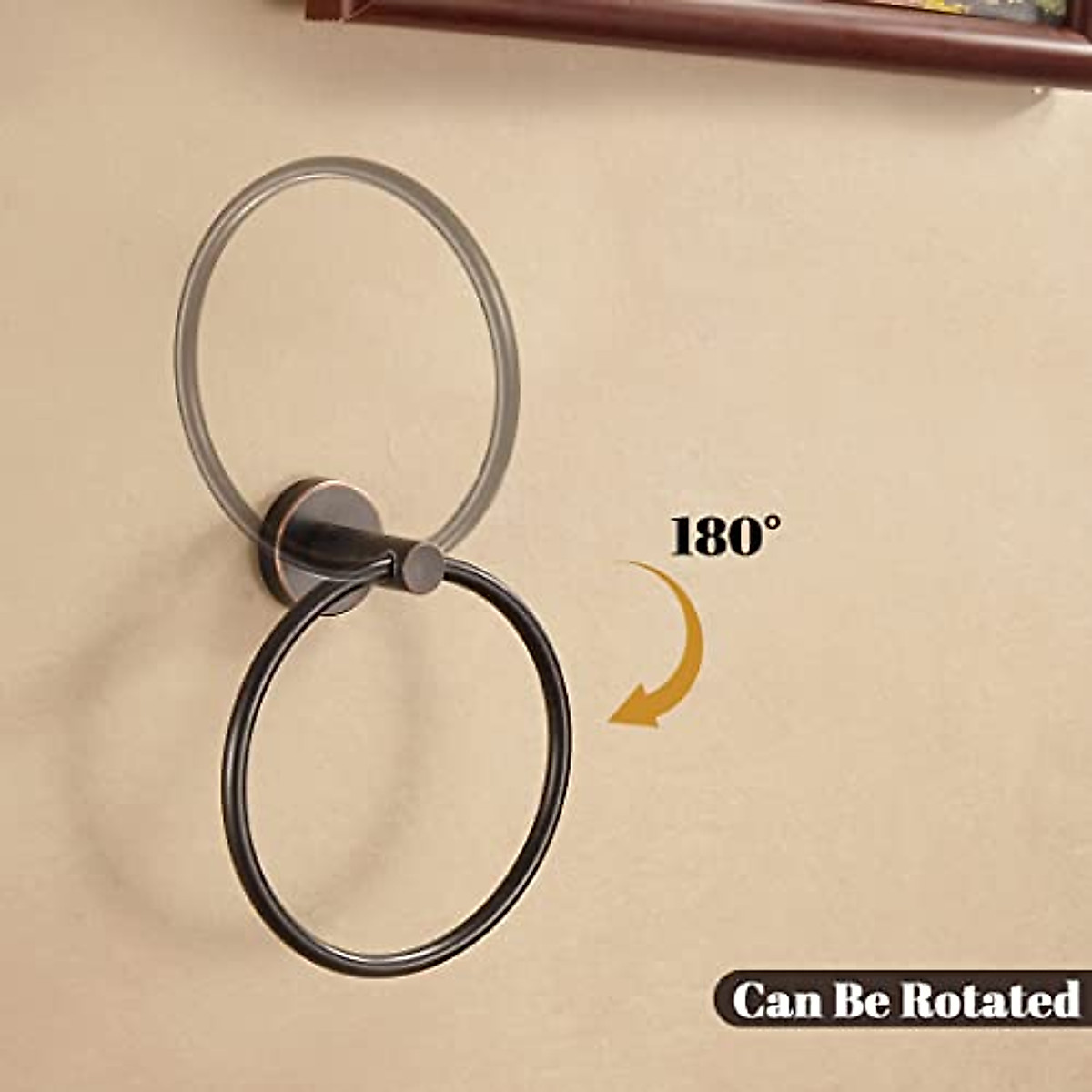 BigBig Home Bronze Towel Holder, Bathroom Towel Bar Oil Rubbed, Bath Towel Ring Wall Mounted Rustic Farmhouse Towel Rack ORB Towel Holder