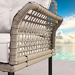 Outsunny 5 Piece Patio Furniture Set, Outdoor Conversation Set with L-Shaped Sofa, Cushions, for Backyard, Lawn and Pool, Cream White