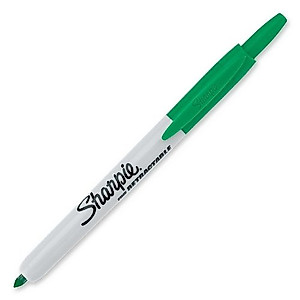 Sharpie Marker Permanent Retractable Fine Point Green Ink, 10 Markers Per Order
