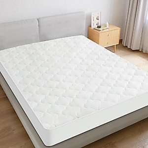 Full XL Mattress Protector Pad Waterproof Quilted, Breathable & Cooling Full XL Mattress Topper Cover Fitted with Deep Pocket Up to 14", (White)