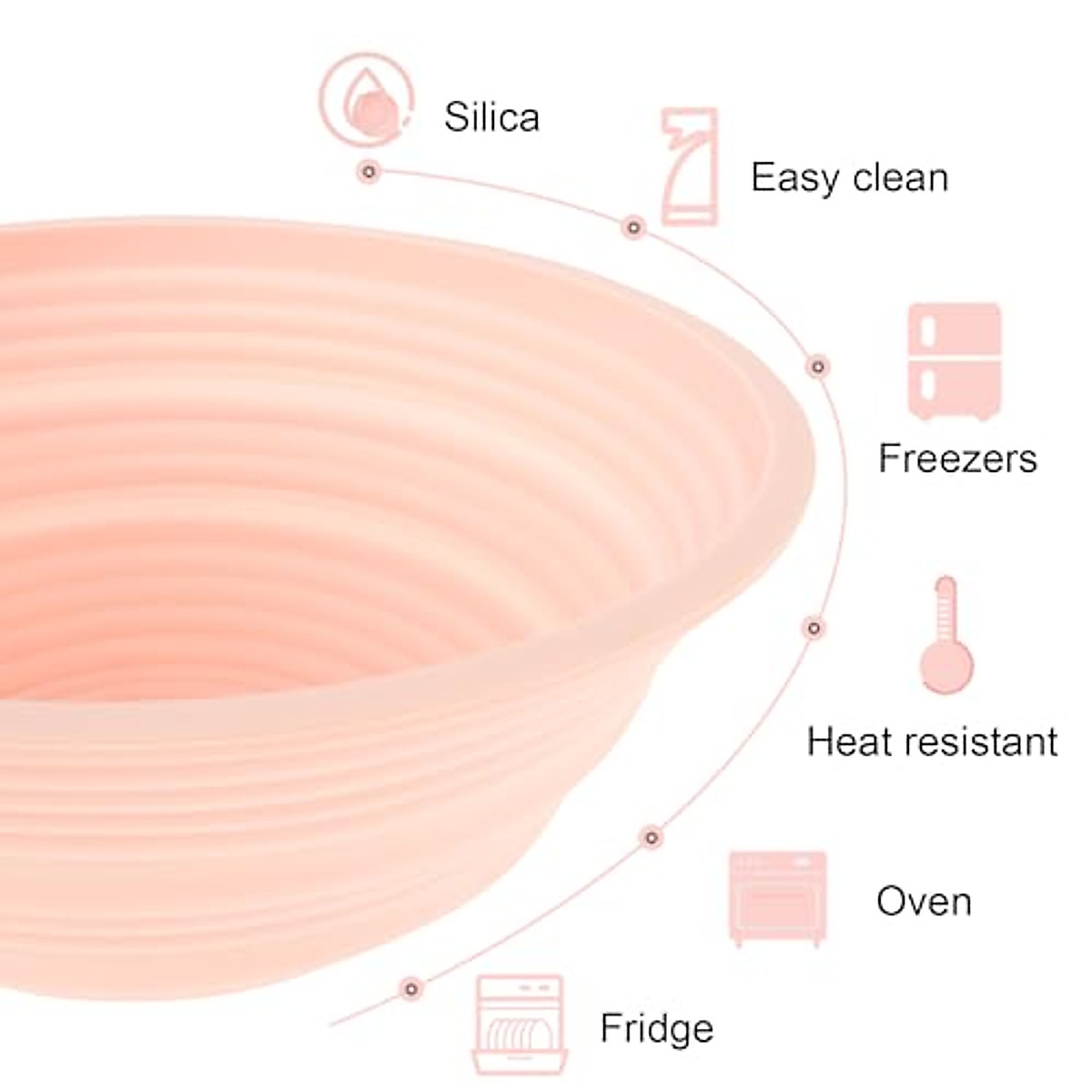 esidianzi 2Pcs Bread Proofing Basket Silicone Round Dough Proofing Bowl Foldable Bread Dough Fermentation Container Reusable Heat Resistance Dough Proofing Box for Home Kitchen 23x9cm