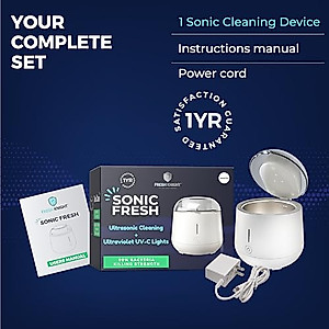 Ultrasonic Retainer Cleaner, UVC Retainer Cleaner Machine - Cleans Dentures, Aligners, Mouth Guards, Whitening Trays by Fresh Knight