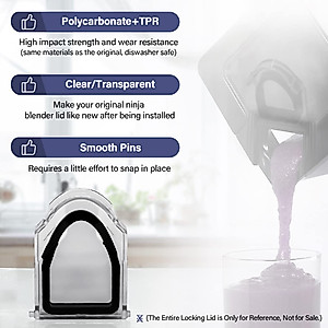 WARDFYT Pour Spout Cover Replacement Compatible with Ninja Locking Lid 72 oz Pitchers, Replacement Lid Flap Spout for Ninja Blender New Square Pitcher Top, Clear,Polycarbonate,BL610 BN751 BN801 CO610B