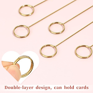 Abeillo 20Pcs Gold Floral Card Holder Picks, Metal Flower Card Holder Stick, Round Shape Table Name Number Clips, Place Card Holder for Gift Card Photo Memo Bouquet Decorations