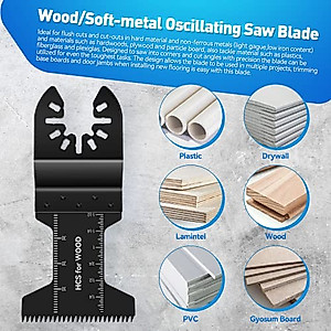 Universal Oscillating Saw Blades, FORCA 78pcs Multi Tool Blades Kits with Japanese Tooth, Deeper Cutting Oscillating Tool Blades for Wood, High Efficient Multitool Blades Fit 95% Tools Dewalt Milwauke