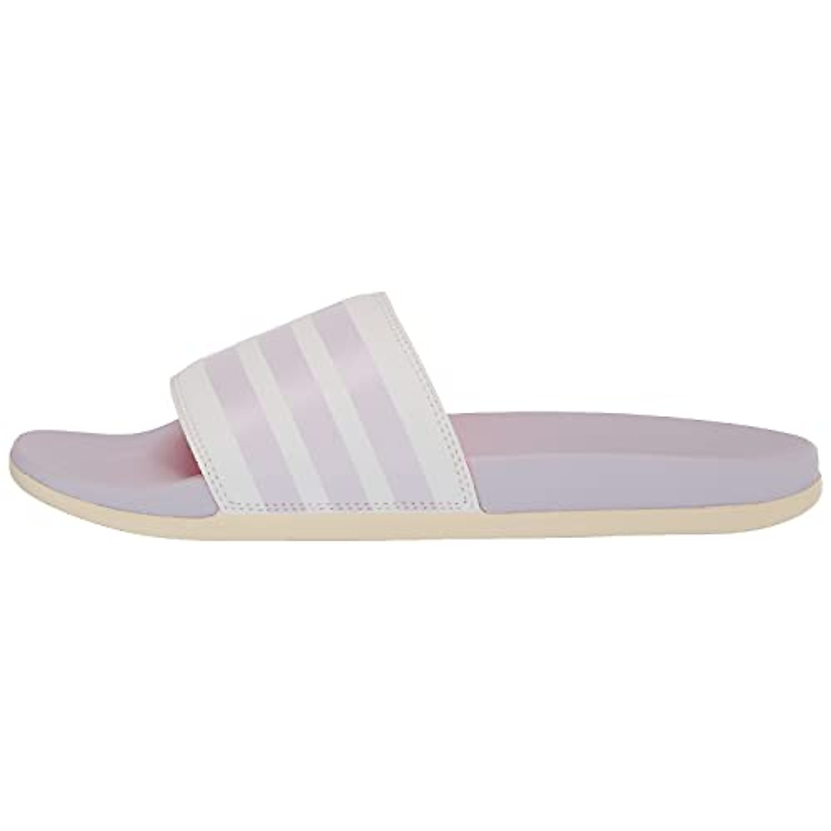 adidas Women's Adilette Comfort Slides Sandal, White/Purple Tint/Wonder White, 8