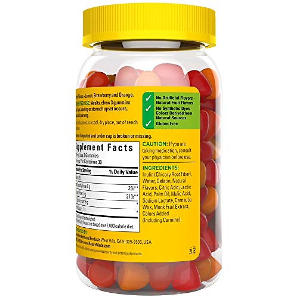 Nature Made Fiber 6 g, Dietary Supplement for Digestive Health Support, 90 Fiber Gummies, 30 Day Supply