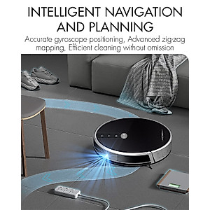 Liectroux C30B Robot Vacuum Cleaner, Smart Dynamic Navigation, Super Smart Partition, with Memory, WiFi App Control, 5000Pa Strong Suction, Smart Wet Mopping, Works with Alexa and Google Assistant