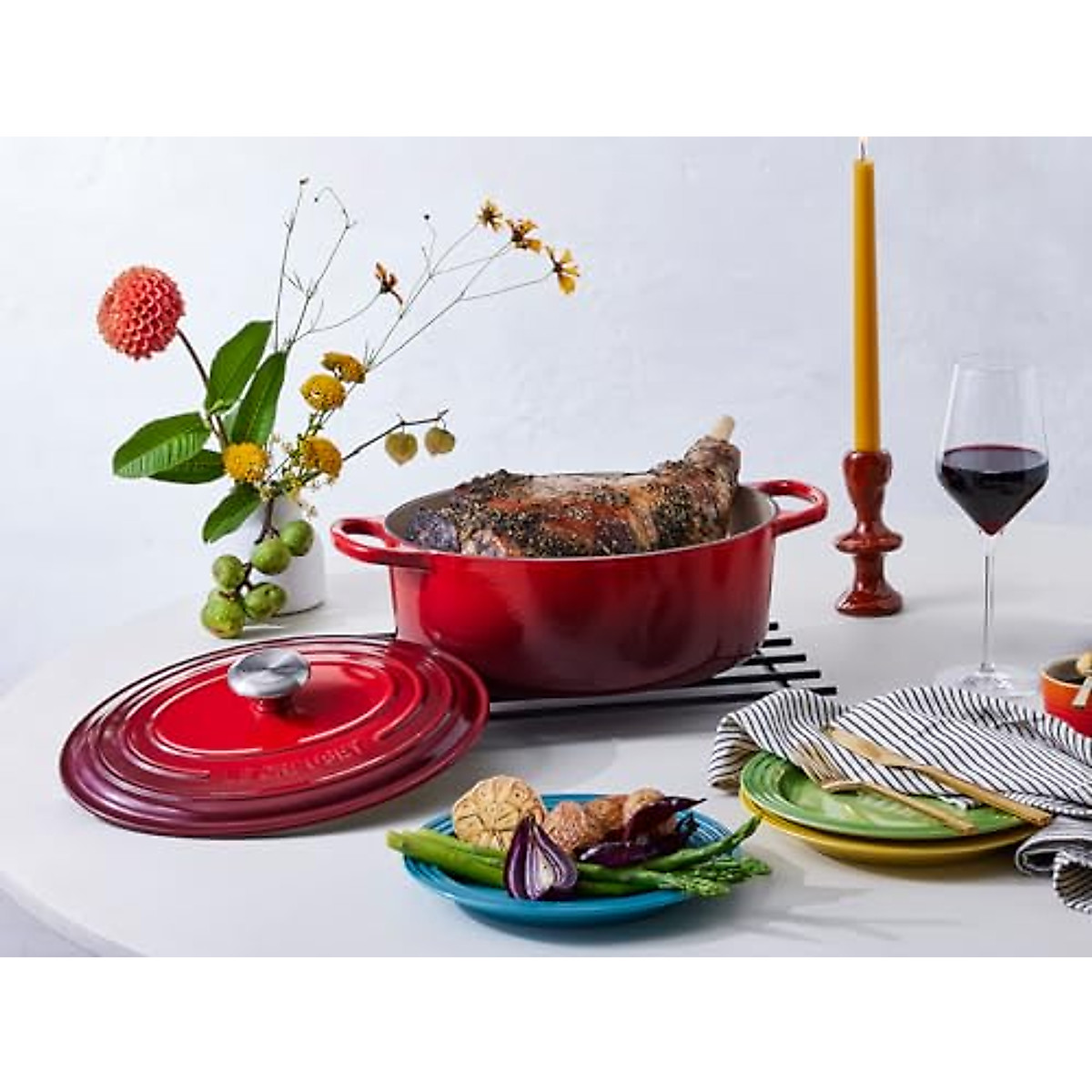 Le Creuset Enameled Cast Iron Signature Oval Dutch Oven, 8 qt., Cerise