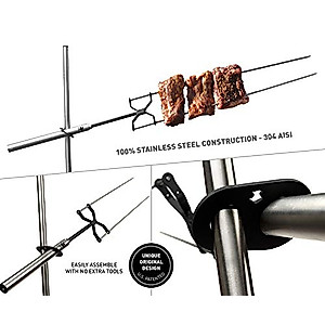 The KANKA GRILL: Heavy Duty Rotisserie Grill for Home + portable for Outdoors. Electric Motor works with 110-240V or batteries. Cook over any grill or fire. ALL steel professional grade equipment