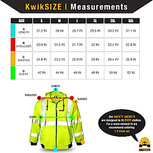 KwikSafety - Charlotte, NC - PATROL Safety Jacket [NO FUZZ Balls] Class 3 ANSI Tested OSHA Compliant Reflective Mens Fleece Hoodie/Yellow XL