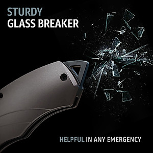 Pocket Knife for Men - Folding Knives with Sharp Blade Aluminum Handle Glass Breaker and Pocket Clip - Best Gear for Tactical Camping Hunting Fishing EDC Survival - Birthday Gift Idea - 6495