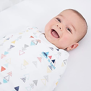 HALO Sleepsack 3-Way Adjustable Baby Swaddle, 100% Cotton - Neutral Triangles, Newborn