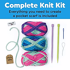 Creativity for Kids Learn to Knit Pocket Scarf - DIY Knitting Kit for Beginners, Kids Craft Kit
