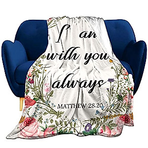 Bible Verse Scripture Blanket with Inspirational Thoughts and Prayers- Religious Christian Catholic Gifts Sunflower Rose Poetry Print Throw Blankets Gifts for Women Men 60"X50"