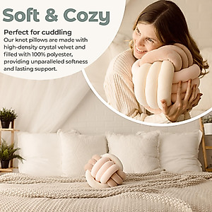 DOMARIE Large Pink Knot Pillow Ball | 10" Cozy & Plush Knot Throw Pillow | Sensory Knotted Pillow for Stress Relief | Knot Ball Pillow for Kids & Adults | Plush Velvet Knot Pillows (Neapolitan)